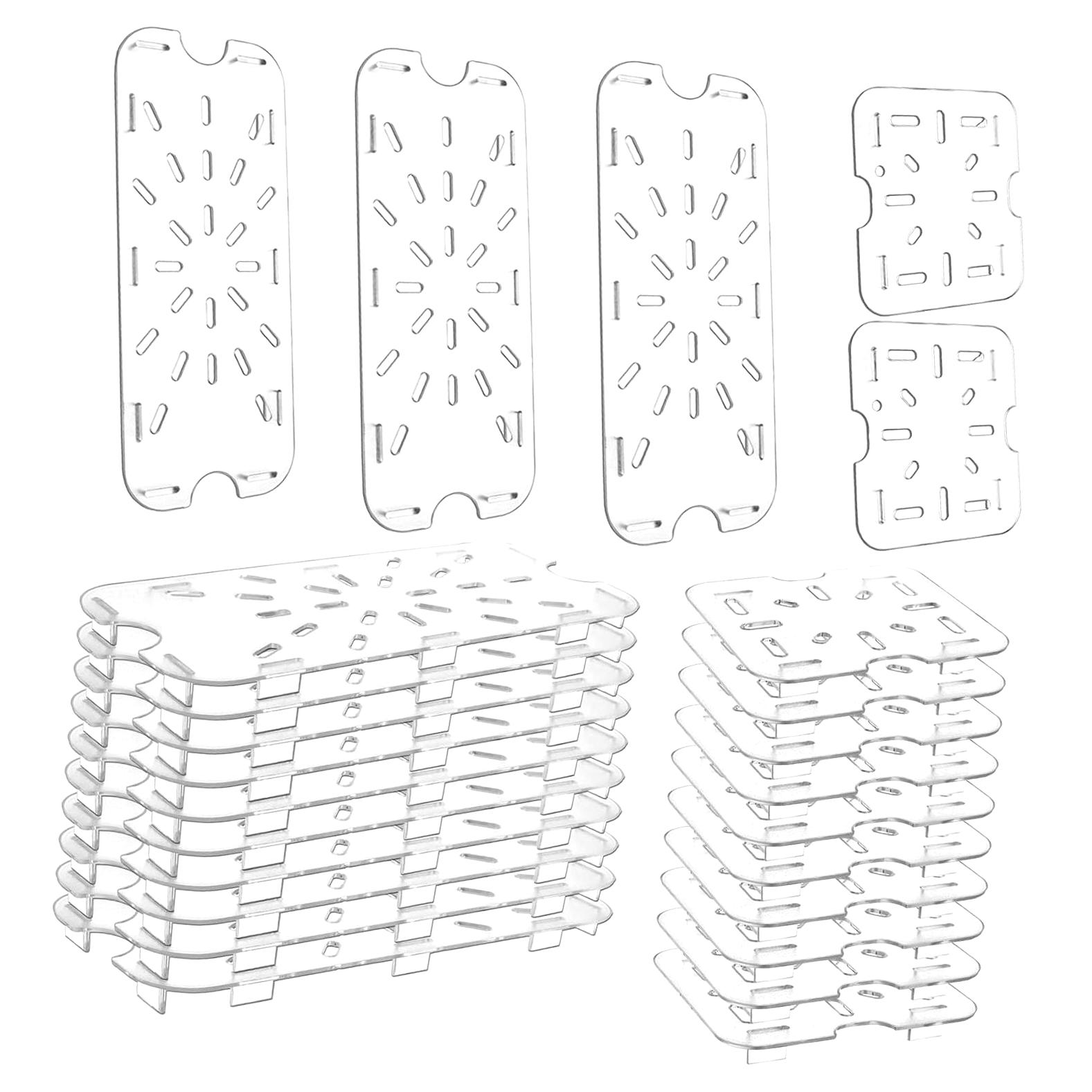 SJJ 24 Pcs Plastic Drain Shelf for 1/3 1/6 Size Food Pan Transparent ...
