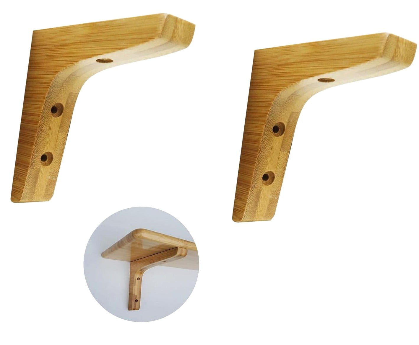 SJJ 2pcs 3.7".7" Wooden Triangle Brackets Corbels for Kitchen Cabinets ...