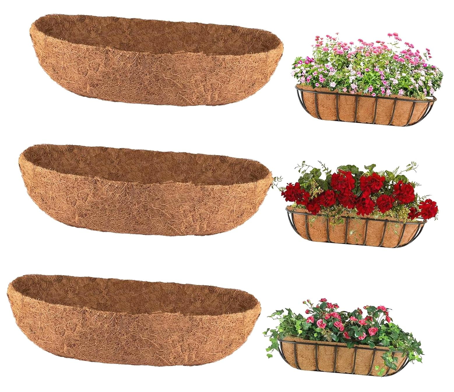SJJ 3Pcs Trough Liner 24" Coir Liners for Planters, Liners for Window ...
