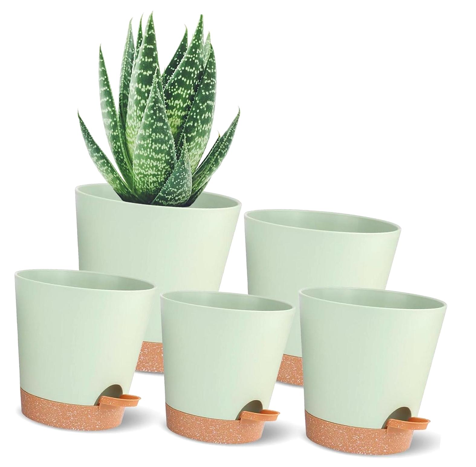 SJJ 5-Pack Self-Watering Plant Pots (7" to 5") for Houseplants ...