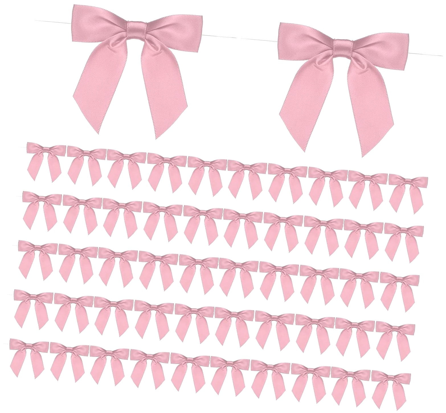 SJJ 50-Count Satin Bow Ties, 3.5-Inch Bows, Satin Light Bows for Crafts ...