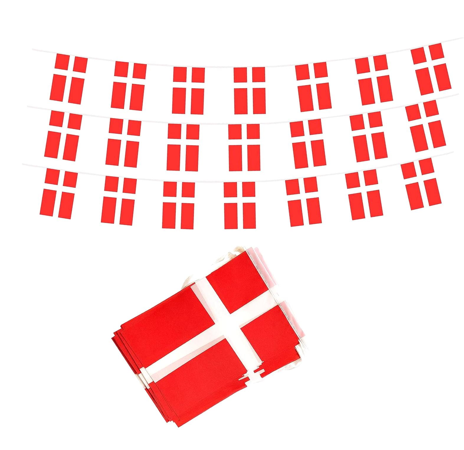 SJJ 50 Ft Denmark Banner Flag Strand, 38 Pcs Danish Miniature Flags for ...