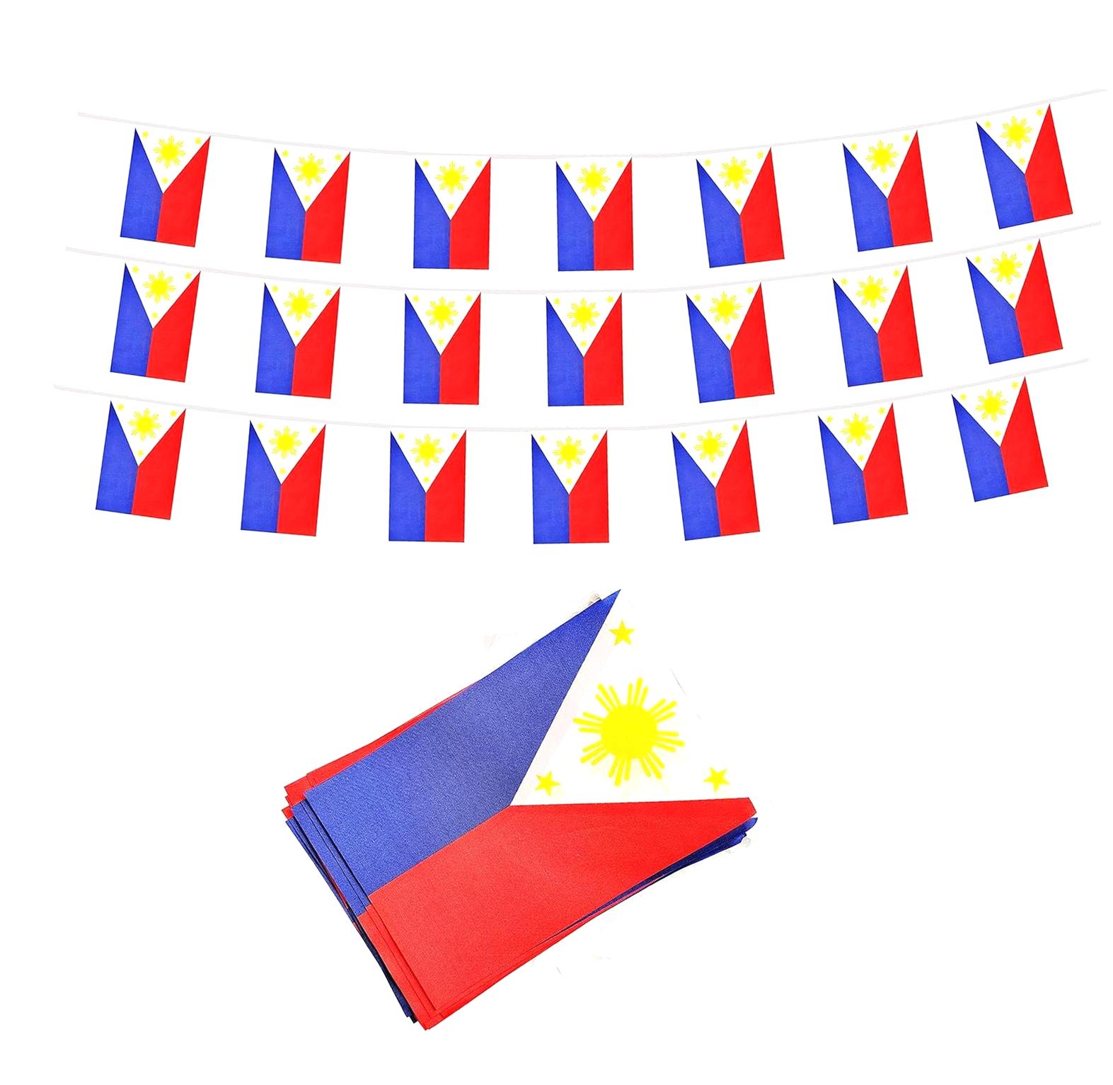 SJJ 50 Ft Philippines Banner Flag Strand, 38 Pcs Filipino Miniature ...