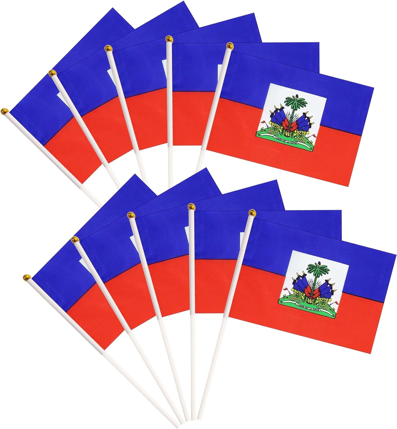 SJJ 50 Pack Haiti Haitian Flags Small Hand Held Haiti Haitian Stick ...