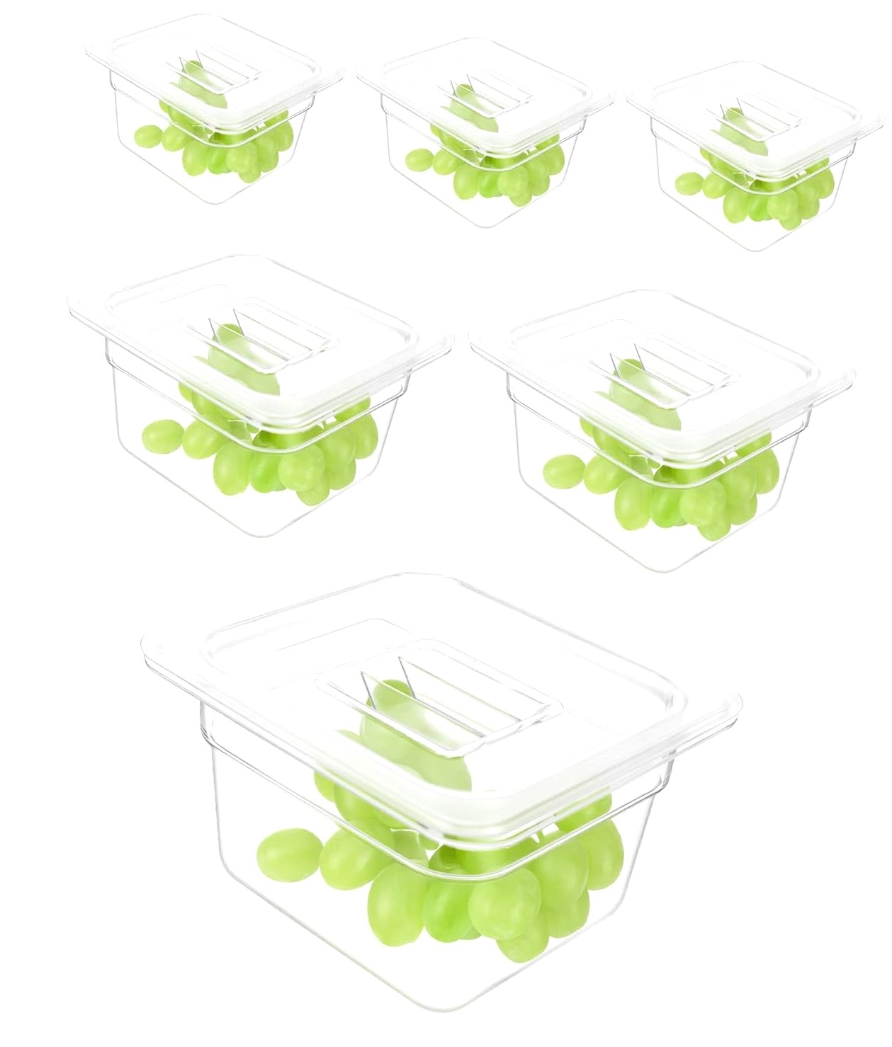 SJJ 6 Pack Food Pan with , 1/6 Size Stackable Plastic Hotel Food Pan ...