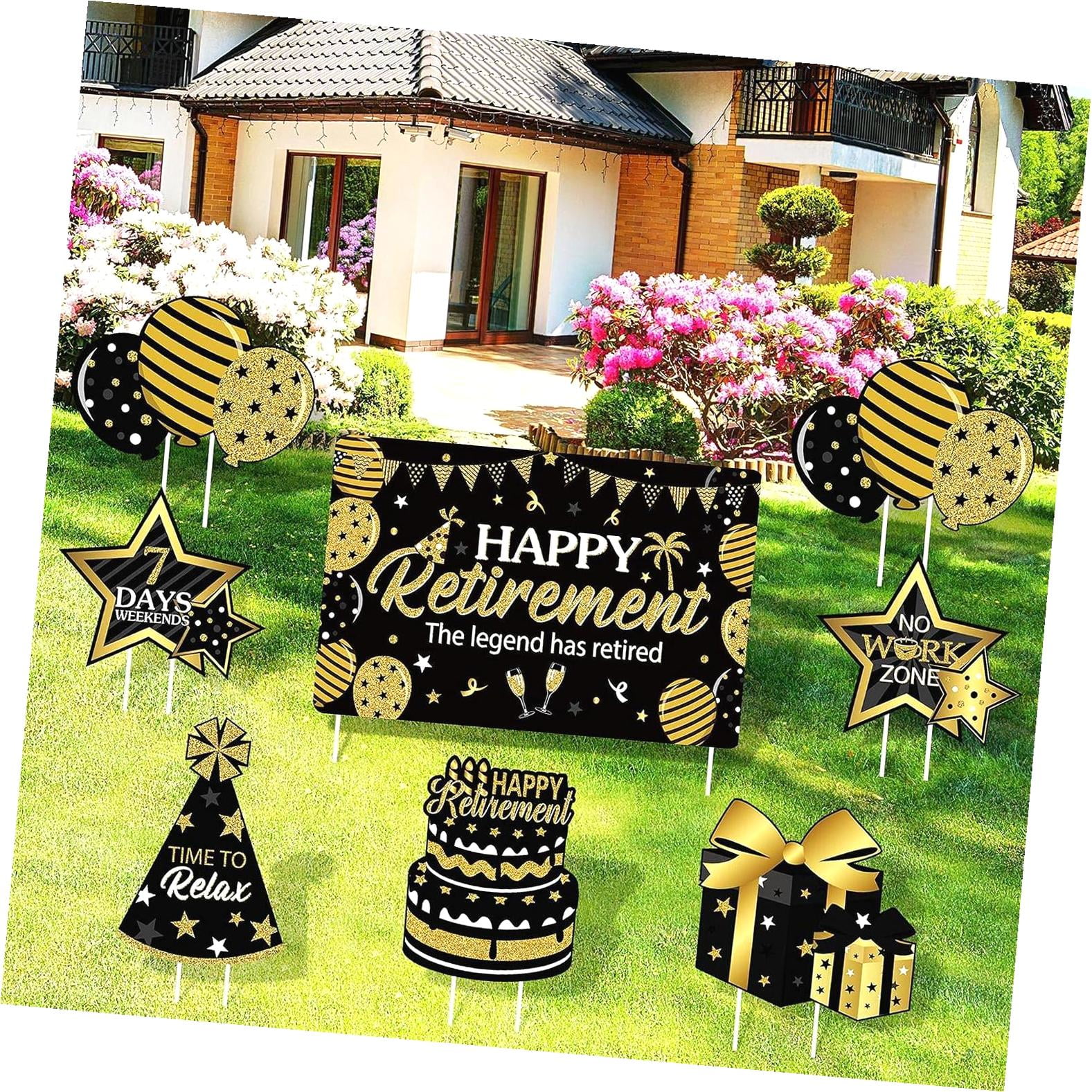SJJ 8-Piece Retirement Yard Sign Collection, Happy Retirement Lawn ...