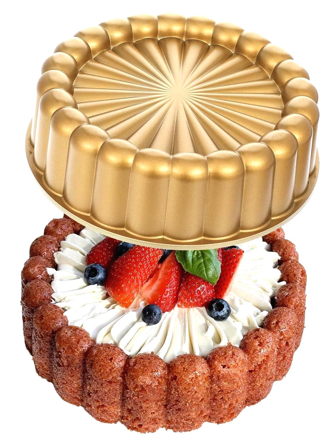 SJJ 9.5-Inch Charlotte Baking , Fluted Cake , Non-Stick Aluminum Pan ...