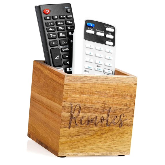 SJJ Acacia Remote Control Stand, Compact Remote Organizer for Tables ...