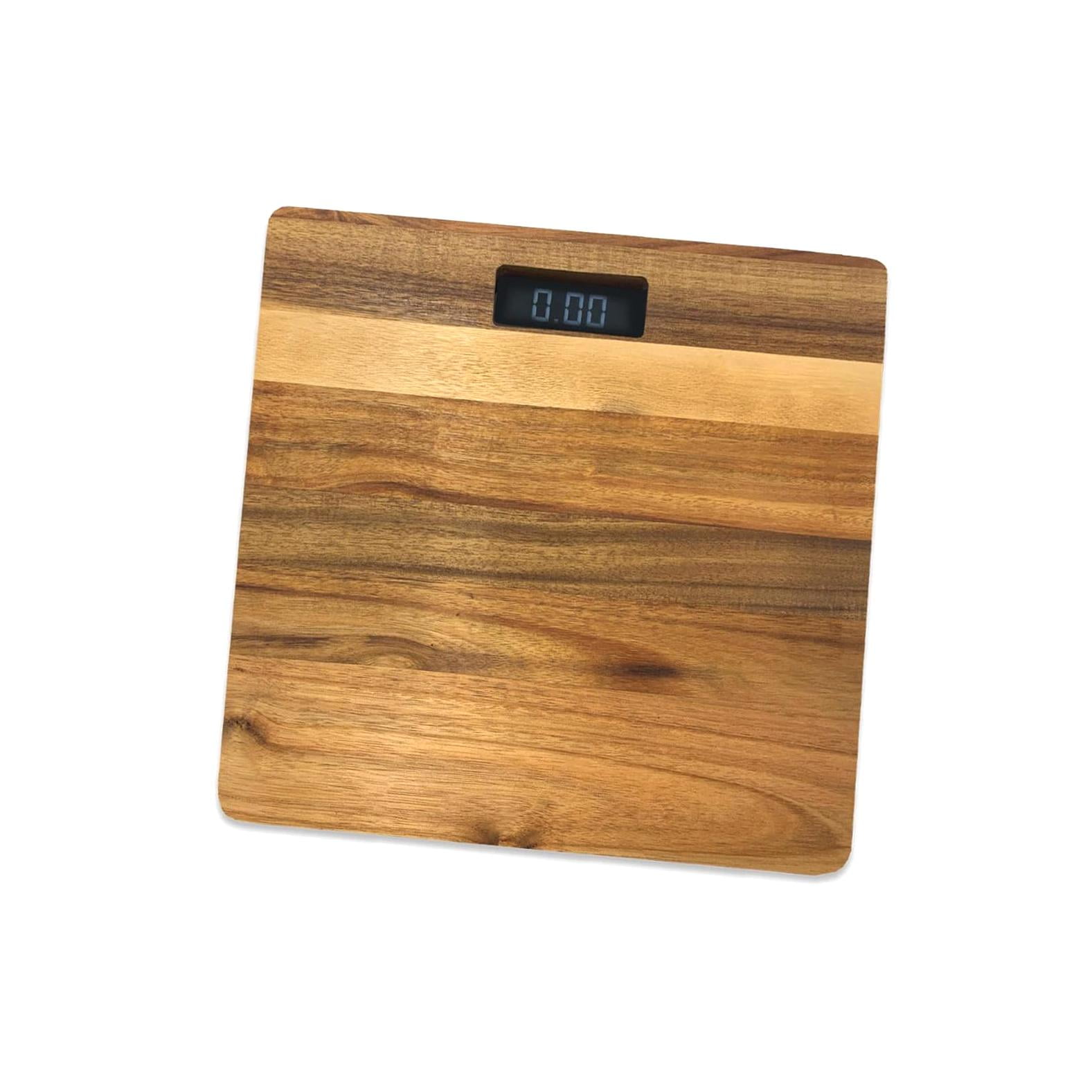 SJJ Acacia Wood Bathroom Scale with LCD Screen, Supports Up to 396 lbs ...