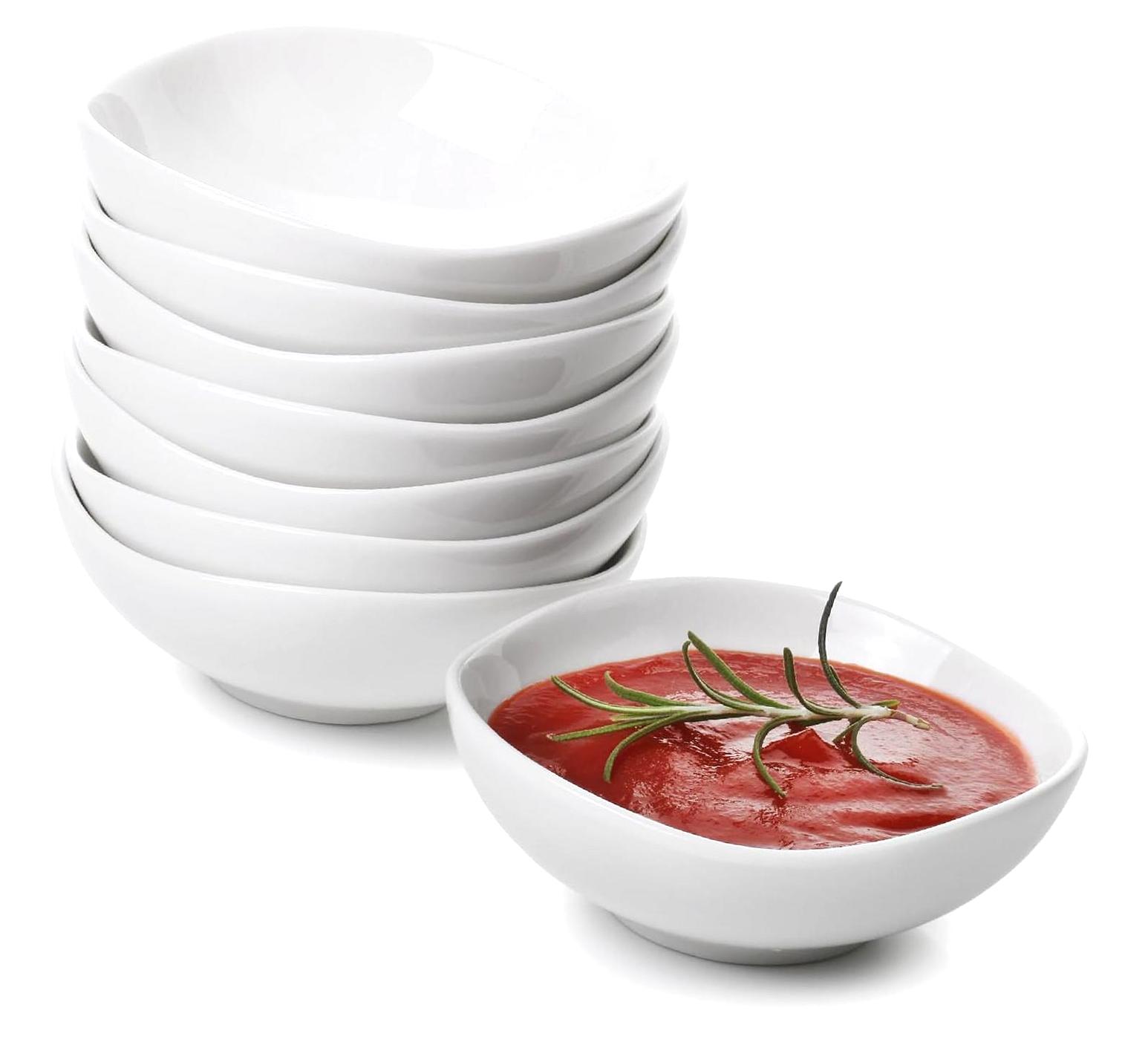 SJJ BTaT- Dipping Bowls, 5 oz, 8-Piece Set, White Ceramic Sauce Bowls ...