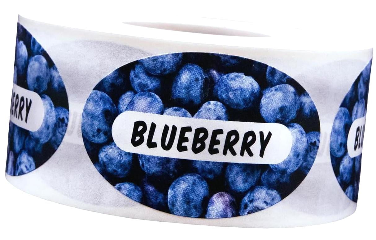 SJJ Blueberry Grocery Store Food Tags 1.25 x 2 Inch Oval 500 Count ...