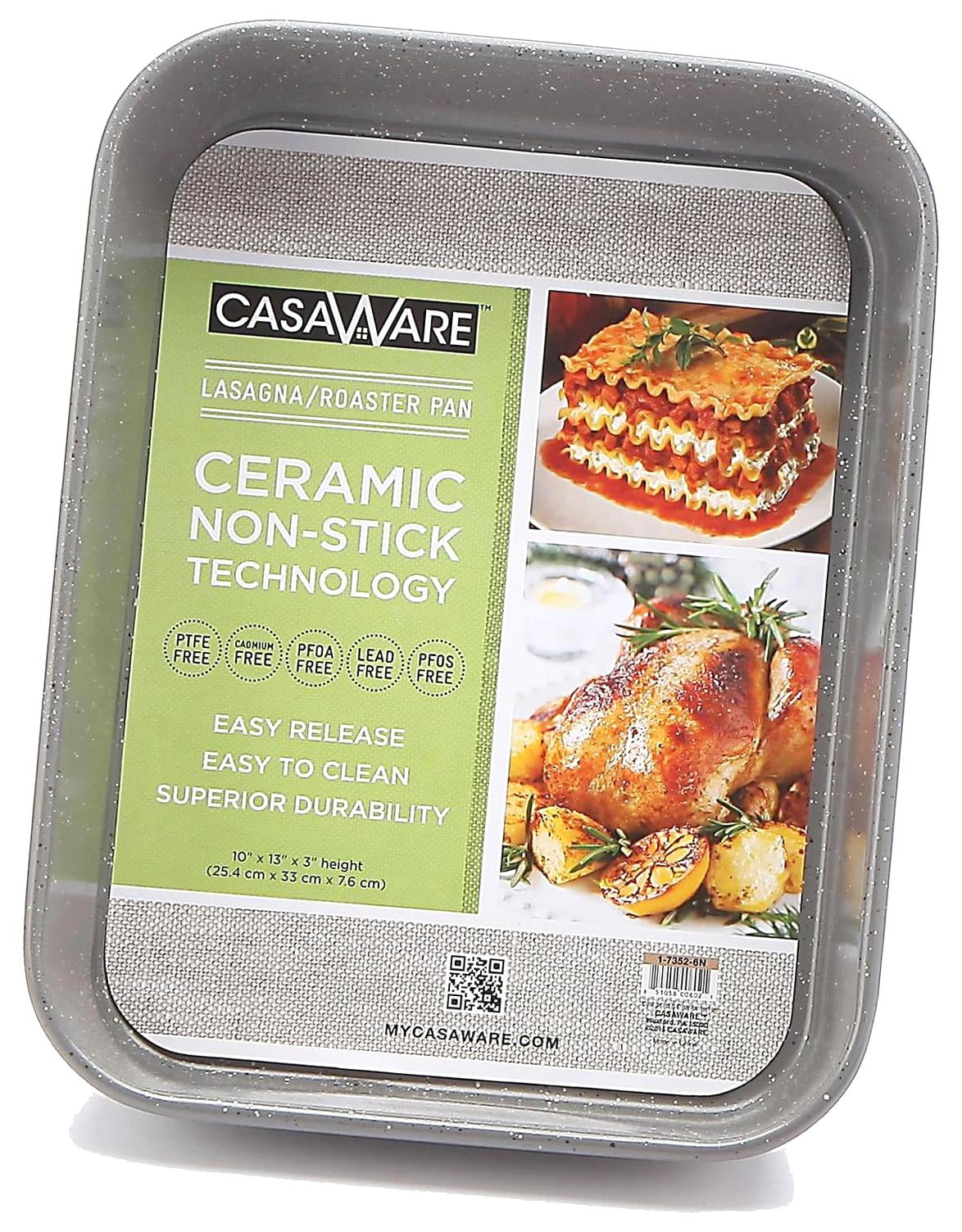 SJJ Ceramic NonStick Lasagna/Roaster Pan 13 x 10 x 3-Inch (Silver ...