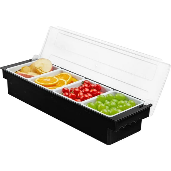 SJJ Chilled Condiment Pots 4 Compartment Condiment Server Caddy (4 ...