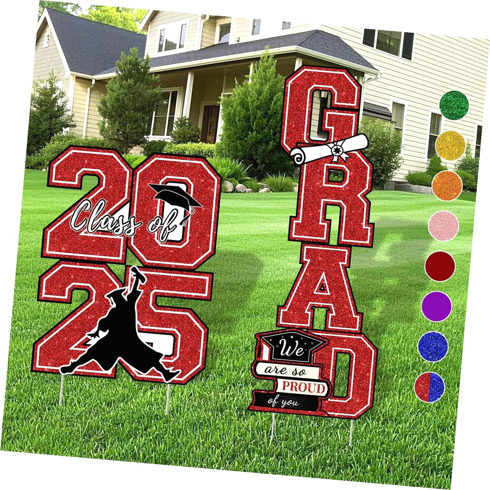 SJJ Class of 2025 Graduation Yard Sign - 4 Large Red Sparkling ...