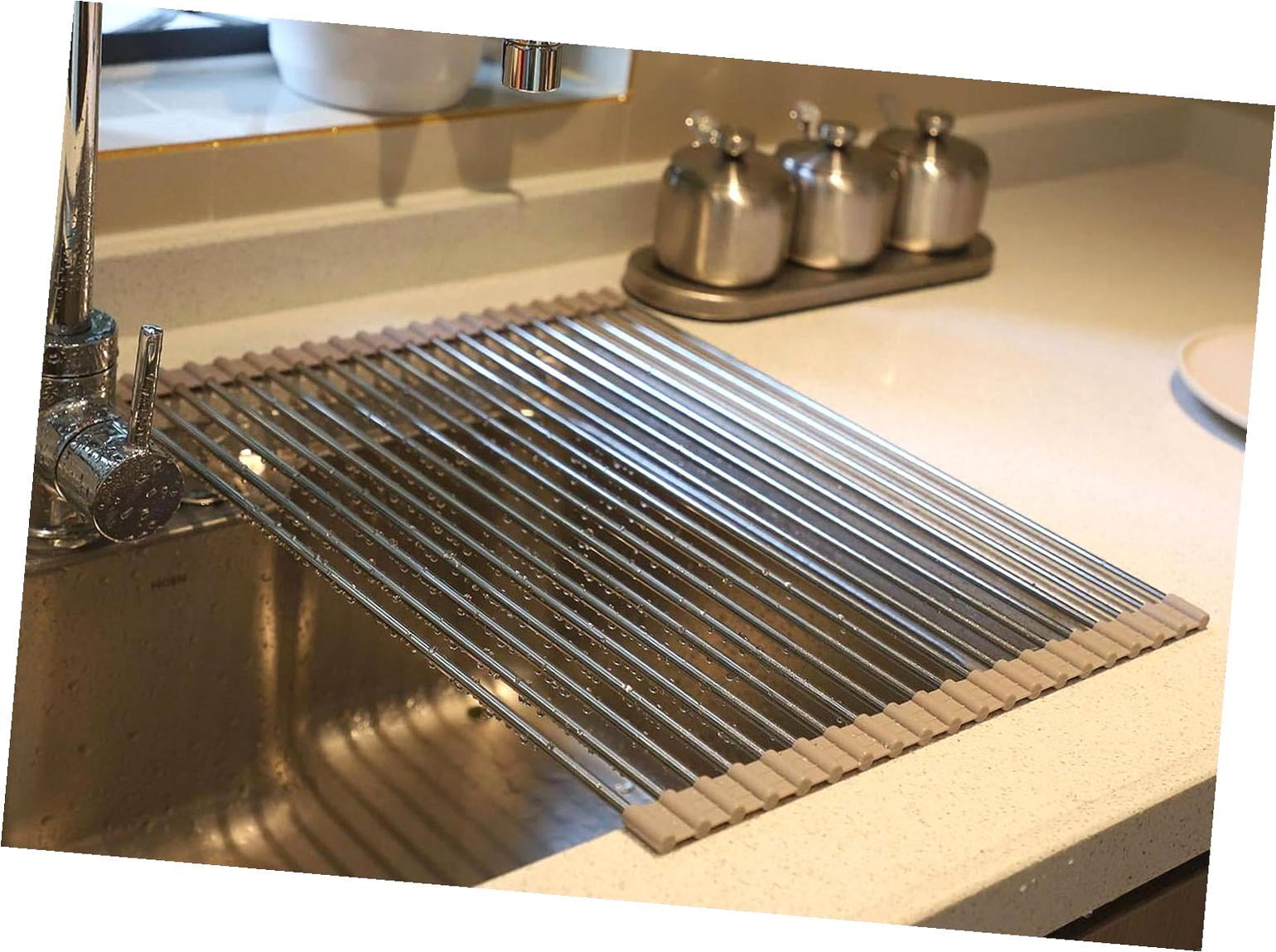 SJJ Collapsible Dish Drying Rack for Sink, Silicone Kitchenware ...