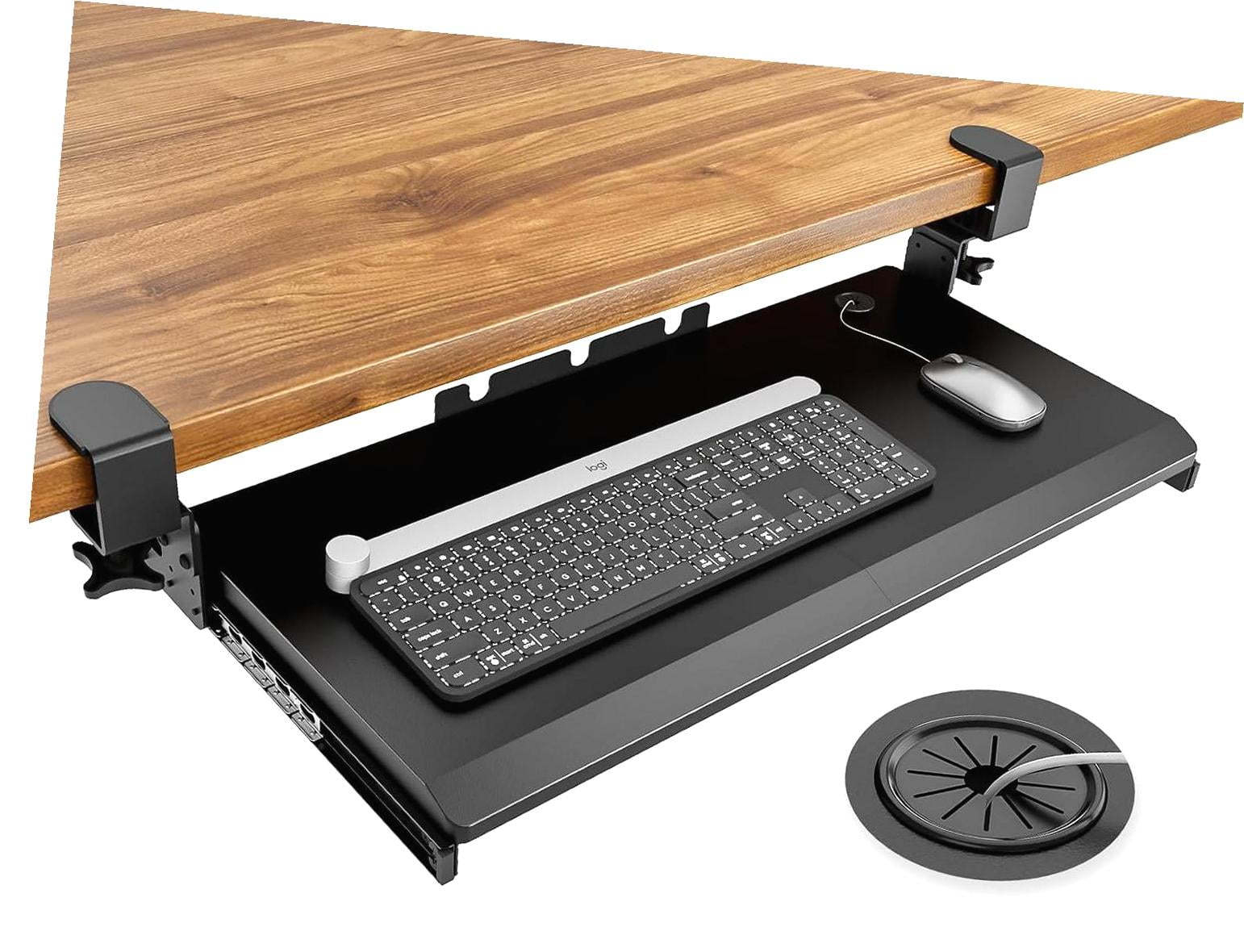 SJJ Under Desk Keyboard Tray, Extendable Slide-Out Platform with C ...