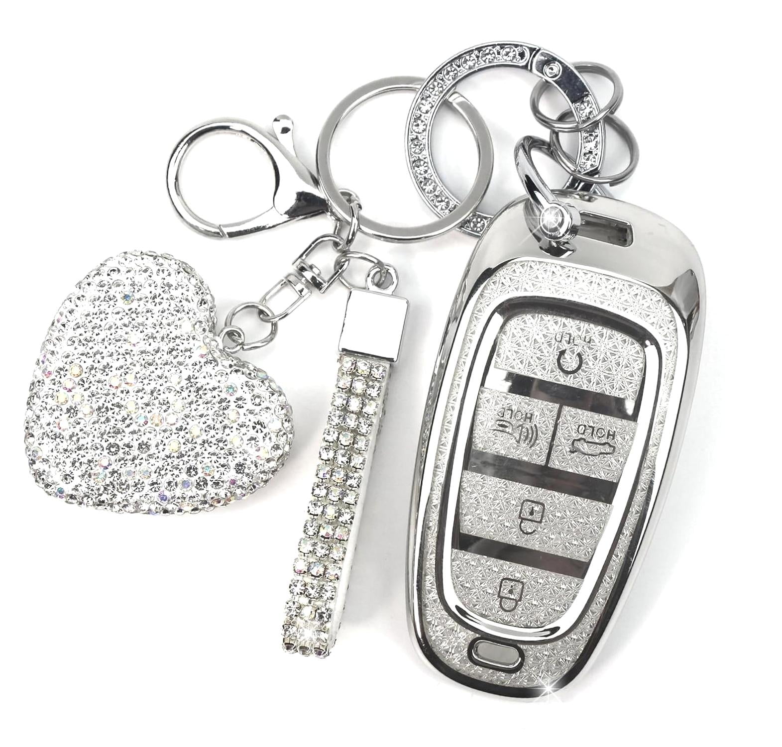 SJJ Diamond Keychain Key Fob Protector for 2019-2023 Sonata Santa Fe ...