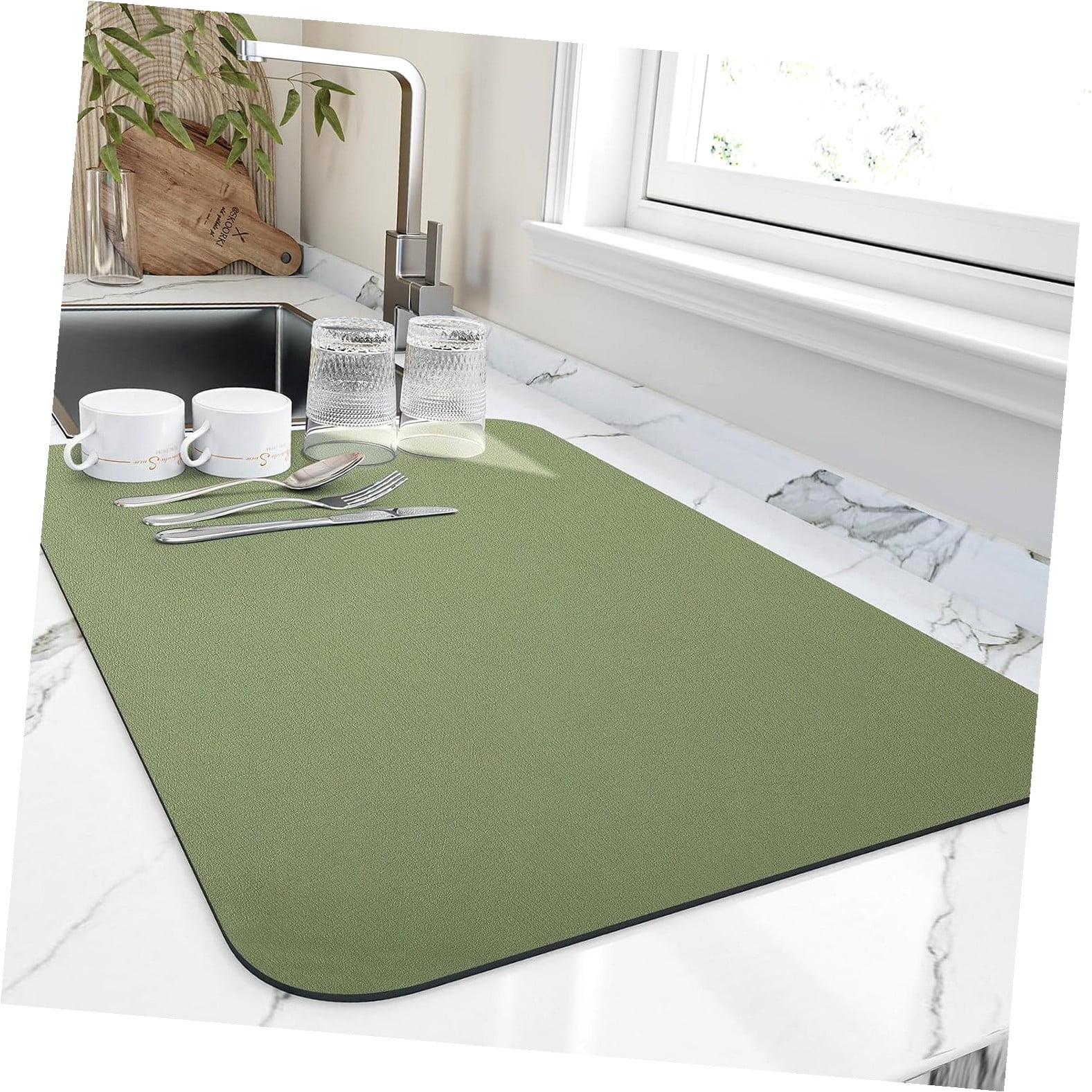 SJJ Dish Drying Mat for Kitchen, Drainer Mats with Rubber Backed, Hide ...