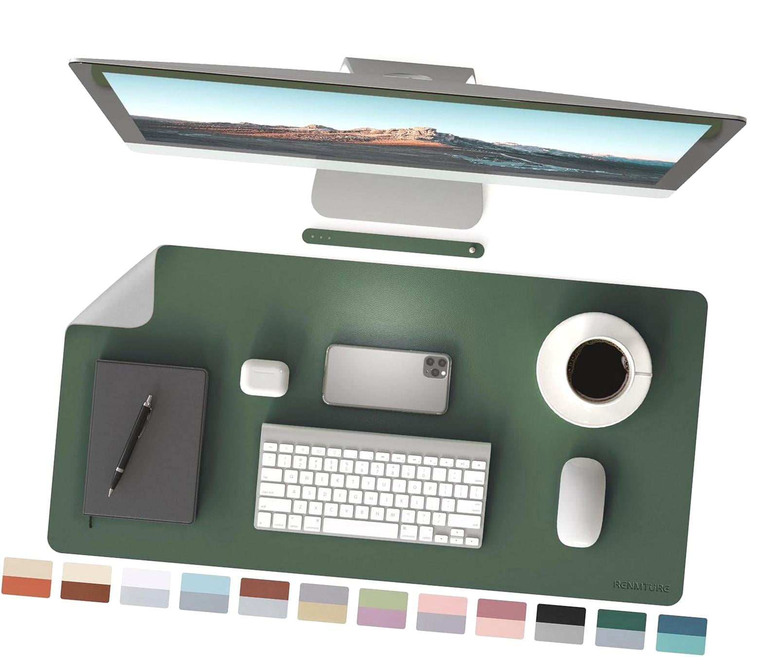 SJJ Double-Sided Two-Tone Faux Leather Desk mat Desktop Organization ...