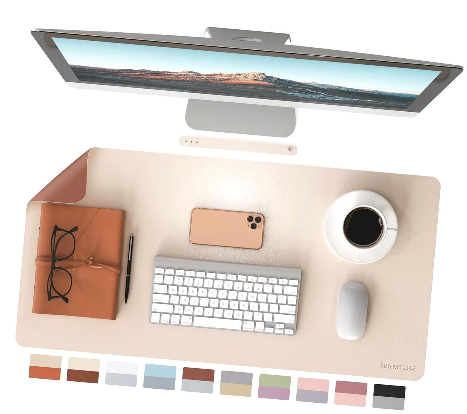 SJJ Dual-Toned Faux Leather Desk Mat for Office and Use, Large Mouse ...