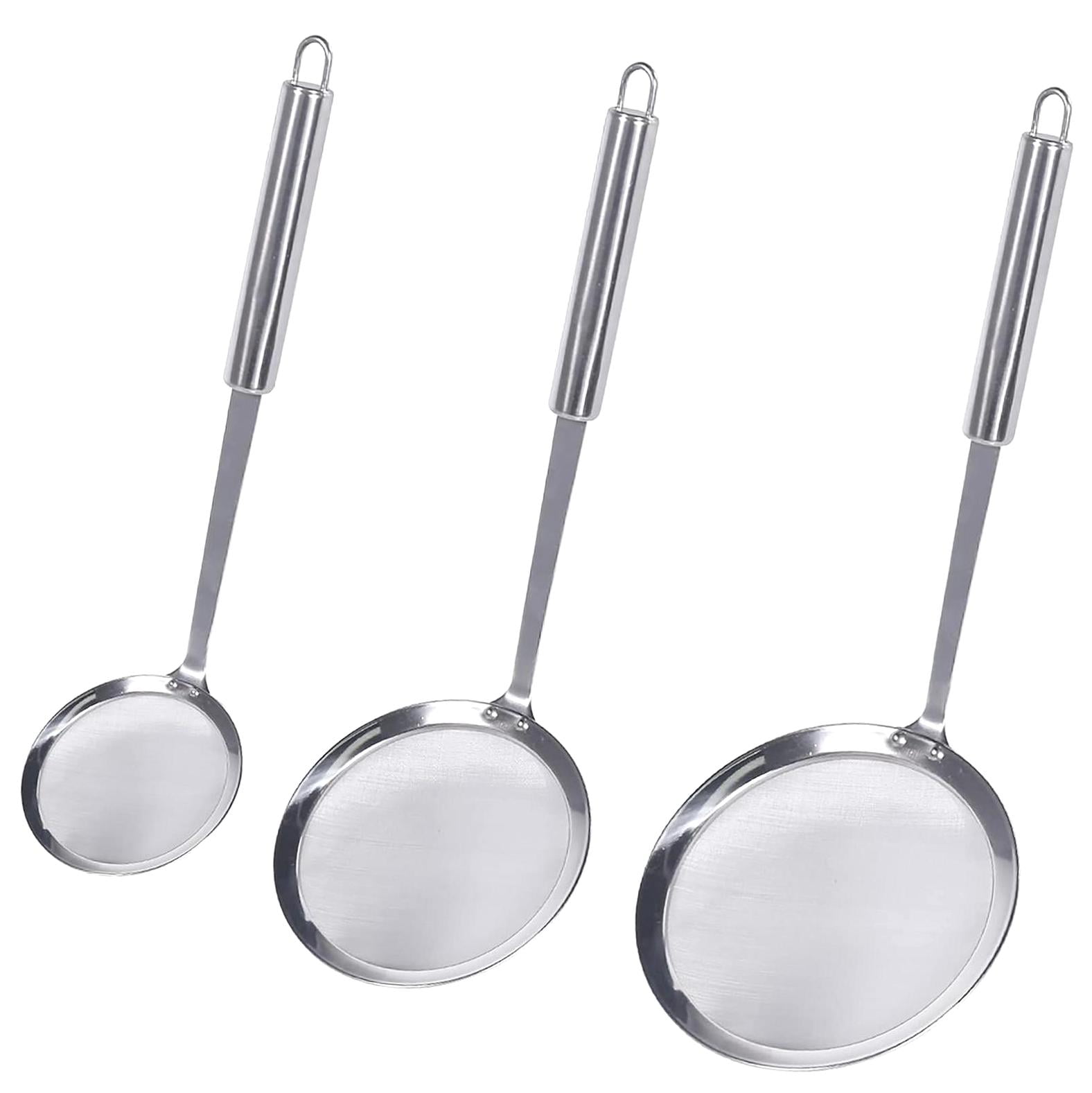 SJJ Fine Mesh Skimmer Spoon, Professional 304 Stainless Steel Strainer ...