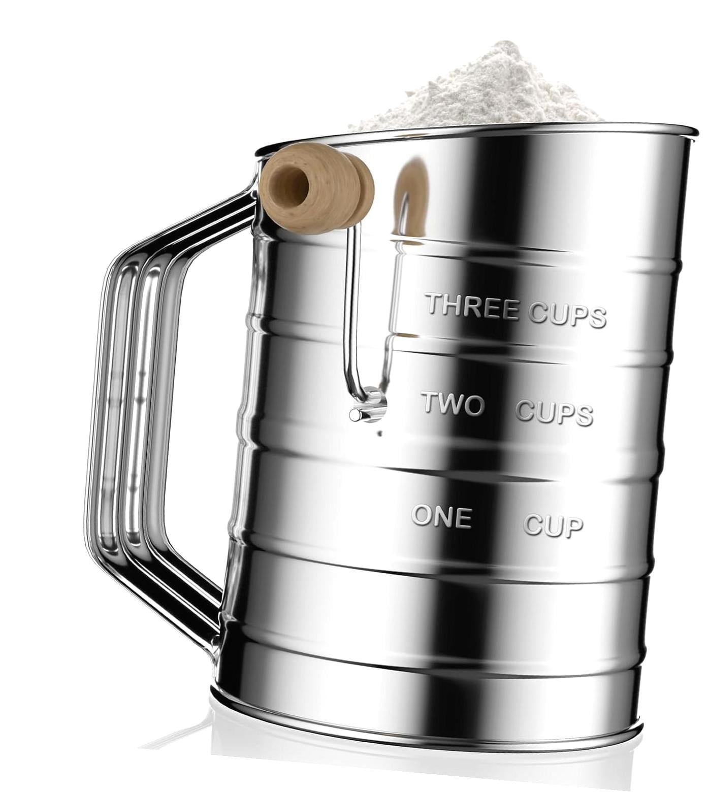 SJJ Flour Sieve for Baking, Stainless Steel 3-Cup Sifter with Loop ...