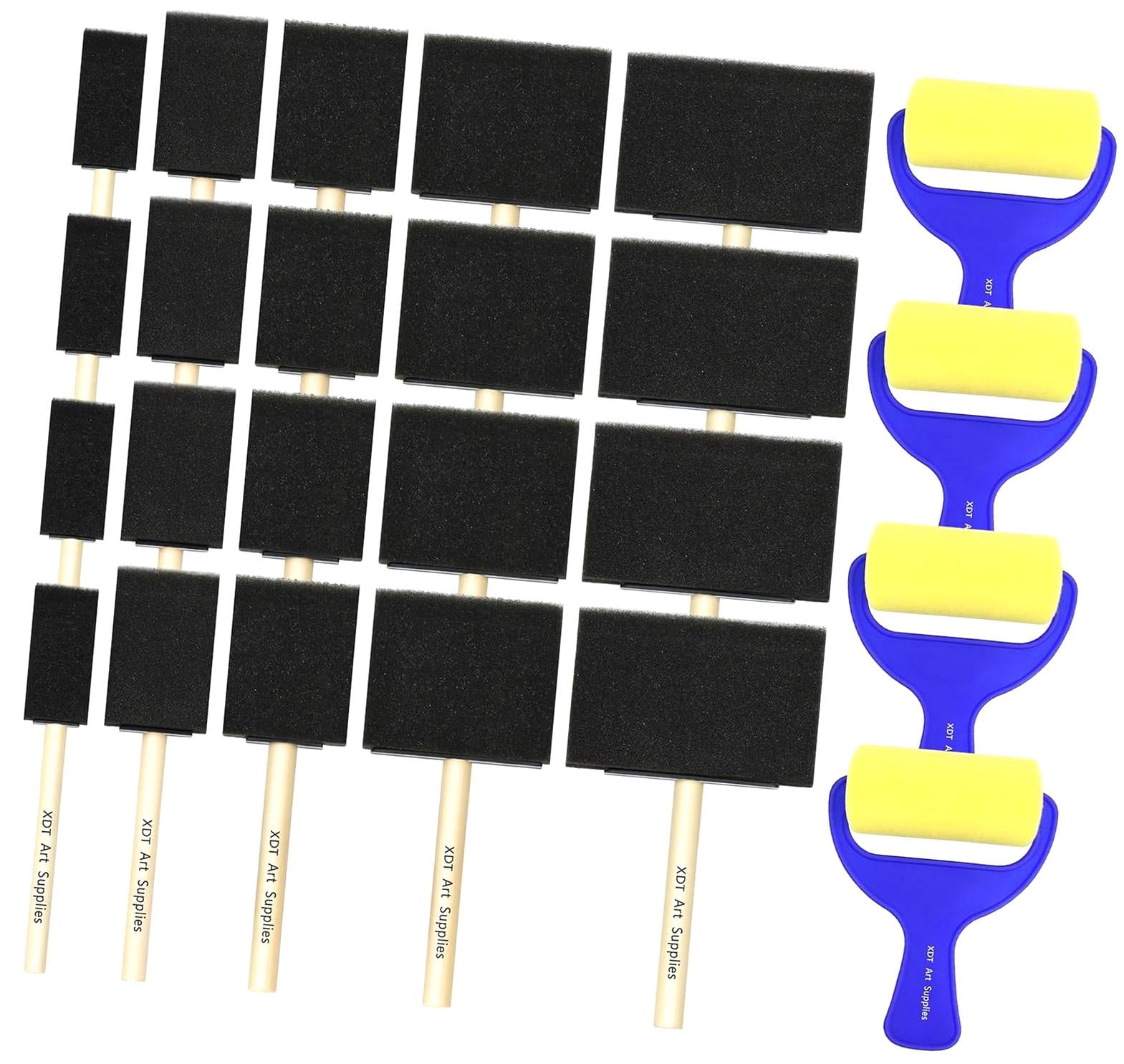 SJJ Foam Roller & Sponge Brushes 24 Piece Set, Compact Paint Roller ...