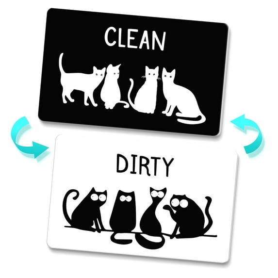 SJJ Funny Dishwasher Clean Dirty Sign Cute Cartoon Magnets Double Sided ...