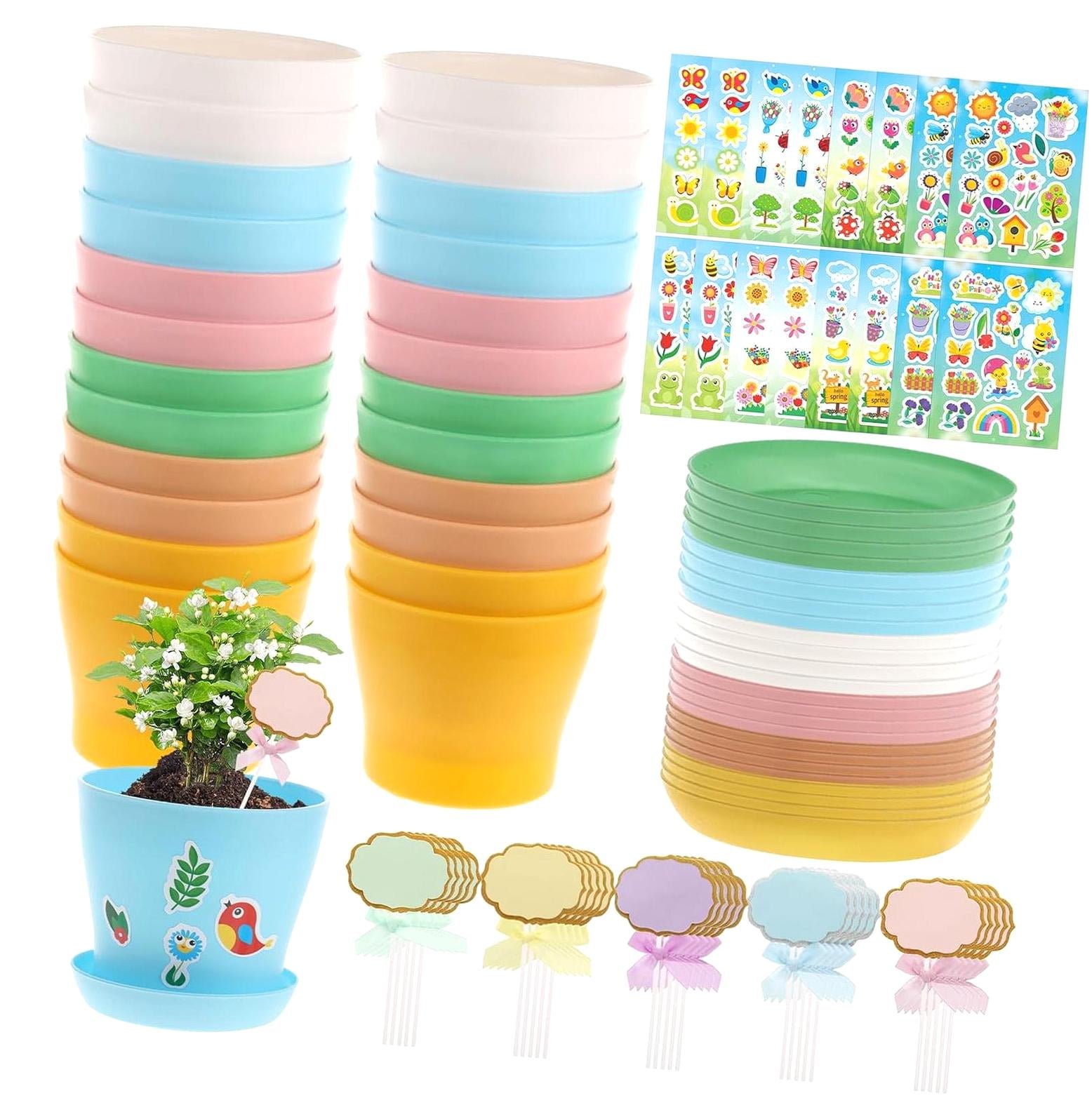 SJJ Garden Paper Pot Craft Kit, 24 Resin Garden Pot with Tray Drainage ...