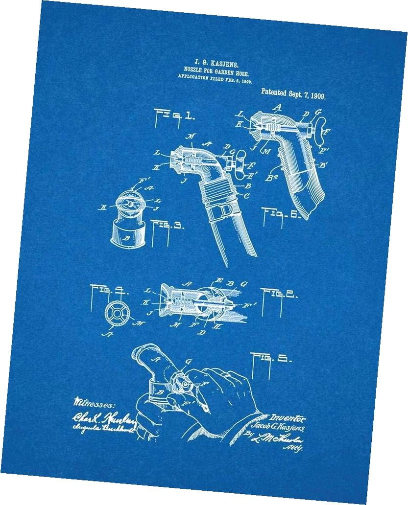 SJJ Garden-hose Nozzle Patent Blueprint Print (8" x 10") M14258 ...