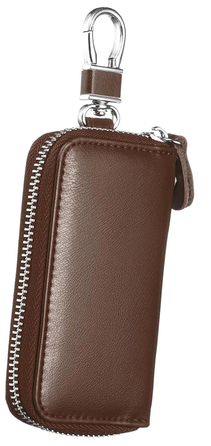 SJJ Genuine Leather Key Holder Bag with Metal Keyring and Zipper, Car ...
