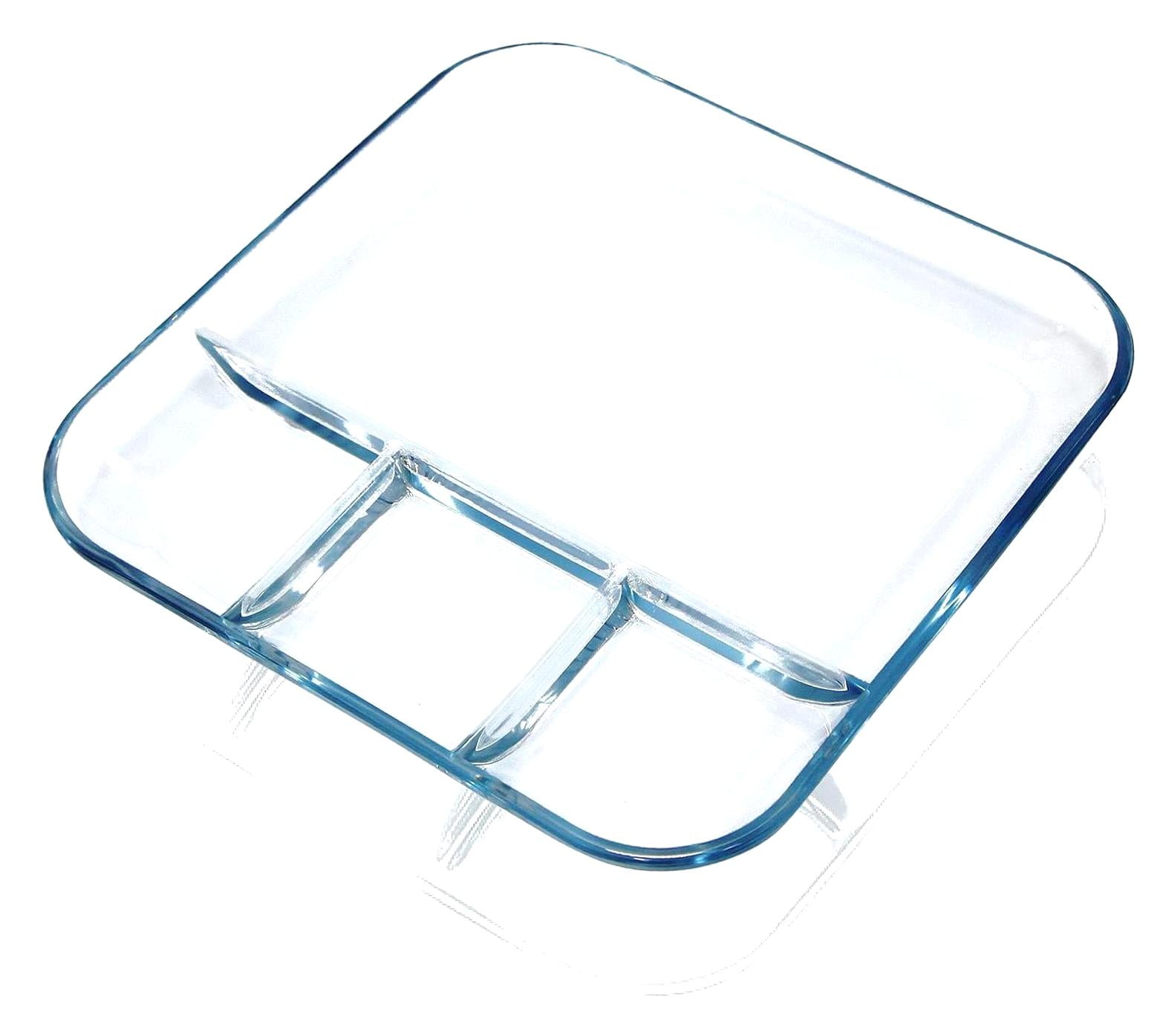 SJJ Glass Sectioned Plate with 4 Divisions, Single Unit, 10-inch ...