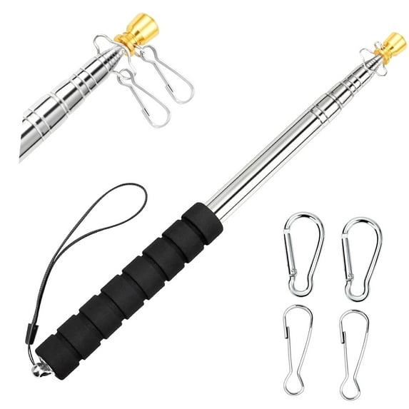 SJJ Handheld Pole for Flags, 8.2Ft/2.5M Steel Telescopic Hand Held ...
