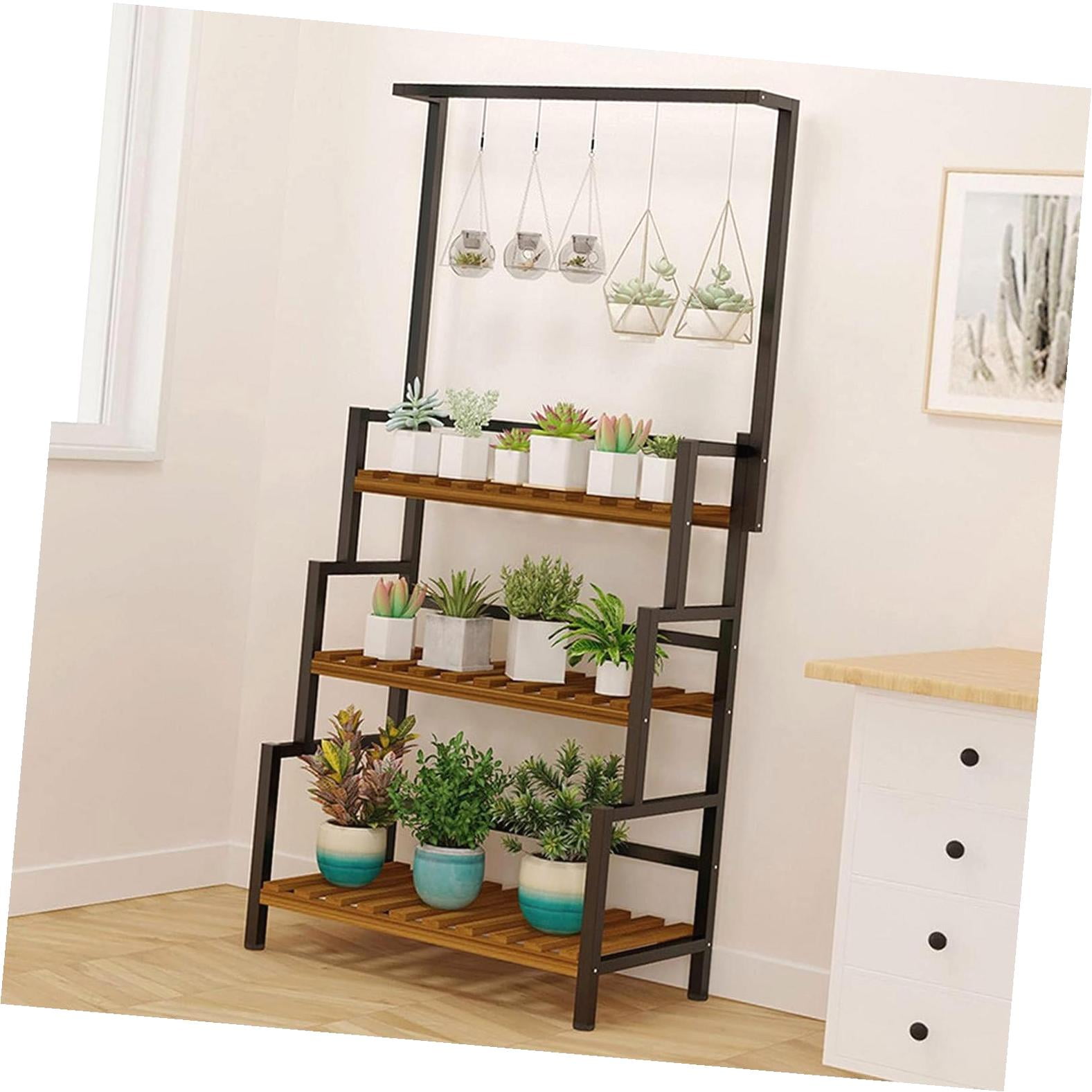 SJJ Indoor Plant Stand, Metal Stand Featuring 4 Shelves for Multiple ...