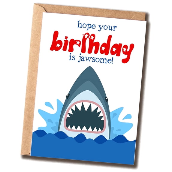 SJJ Jawsome Birthday Pun Card Your Birthday Is Jawsome Card Greeting ...