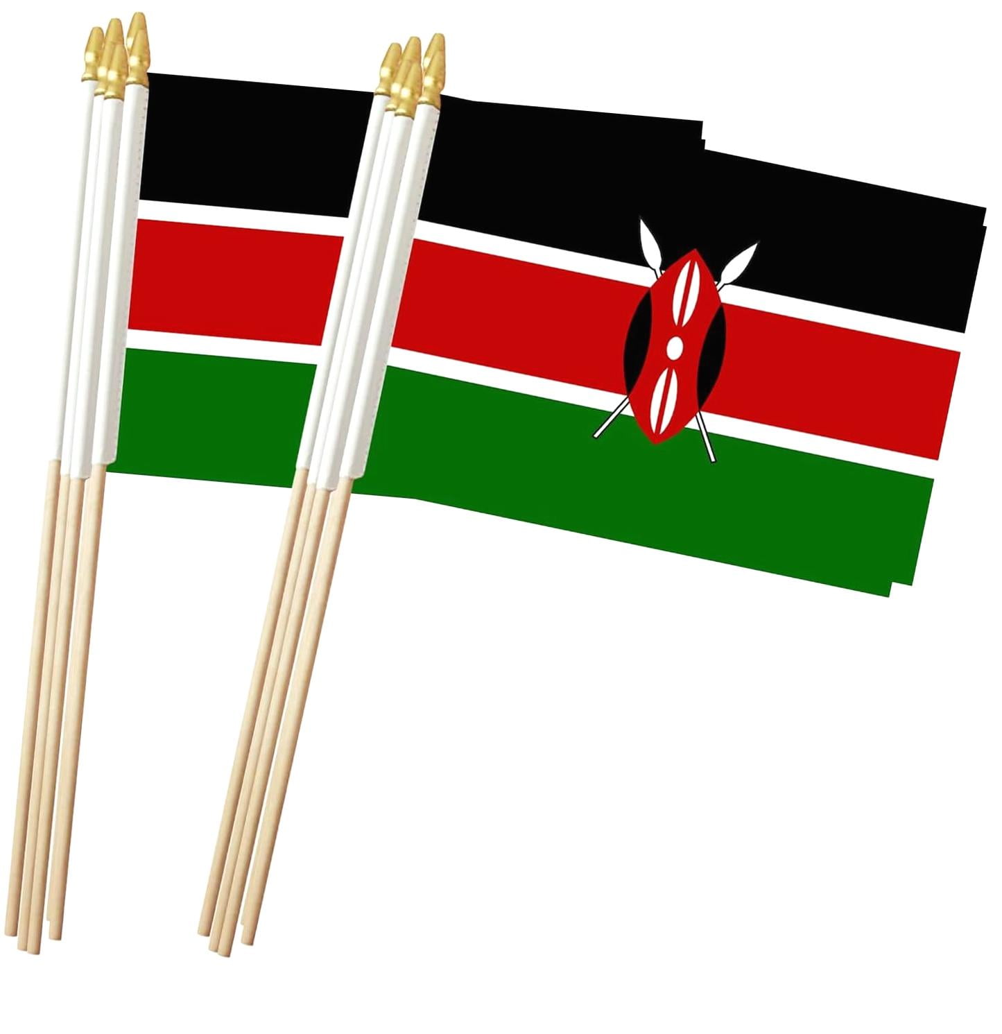 SJJ Kenya Stick Flag, Kenyan Miniature Hand Held Flags, Compact Kenya ...