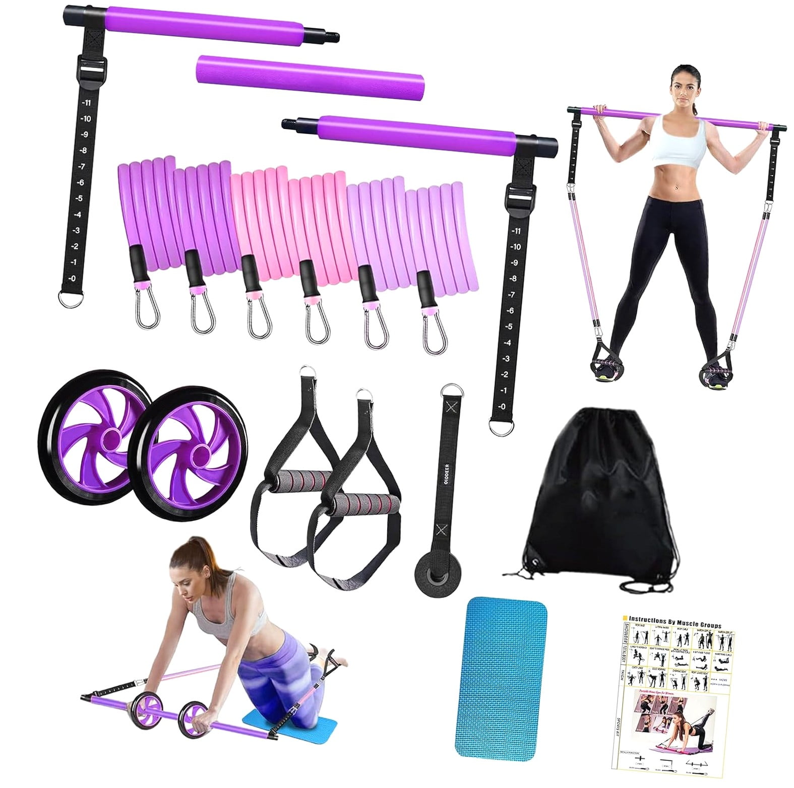 SJJ Kit with Resistance Bands for Working Out, with Instructions for ...