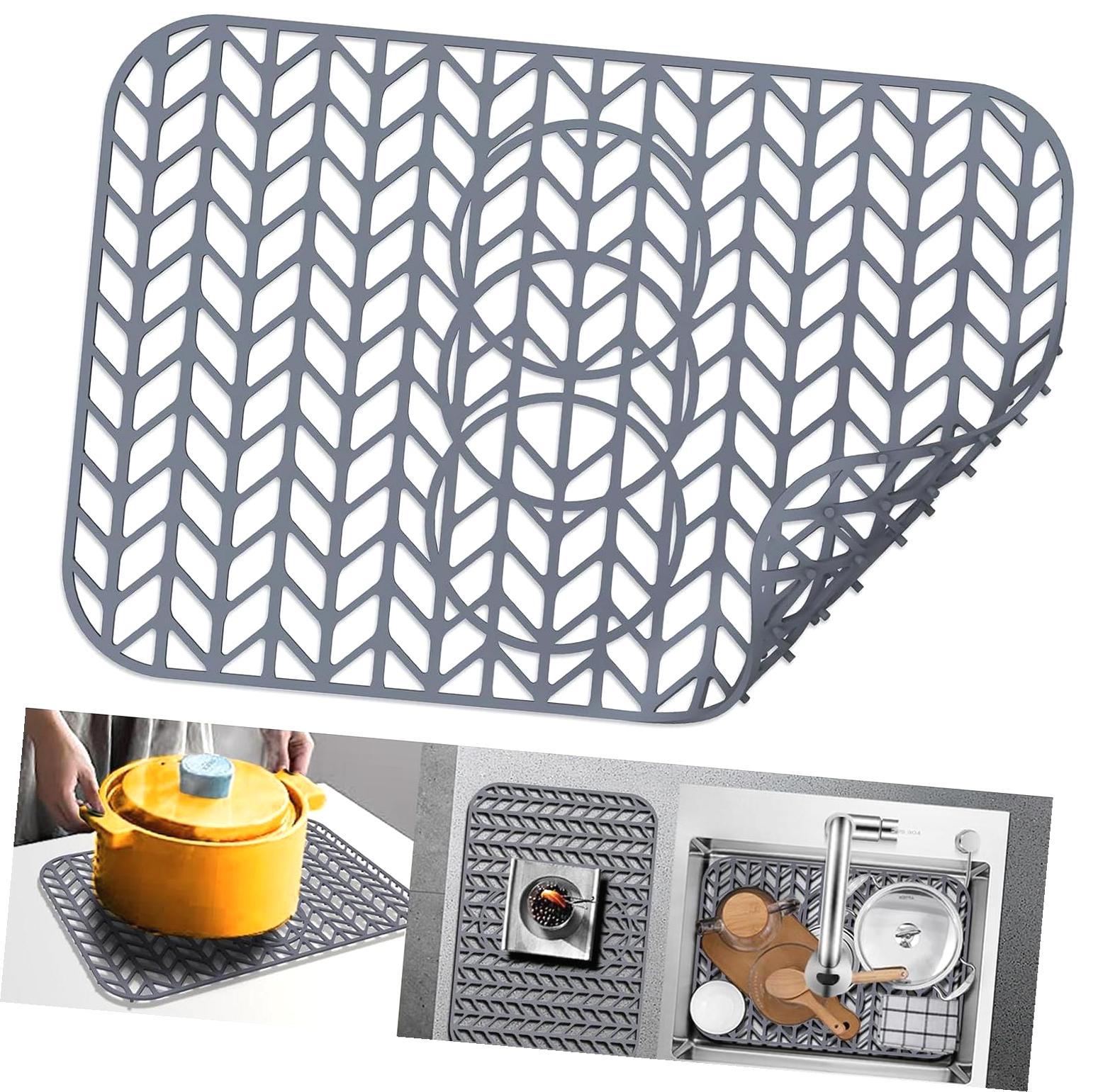 SJJ Kitchen Sink Protectors, Grid Silicone Sink Mat for Farmhouse and ...
