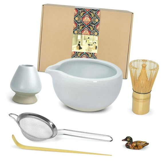 SJJ Matcha Ceremony Kit for Tea Rituals, Bowl with Pouring Spout, Whisk ...