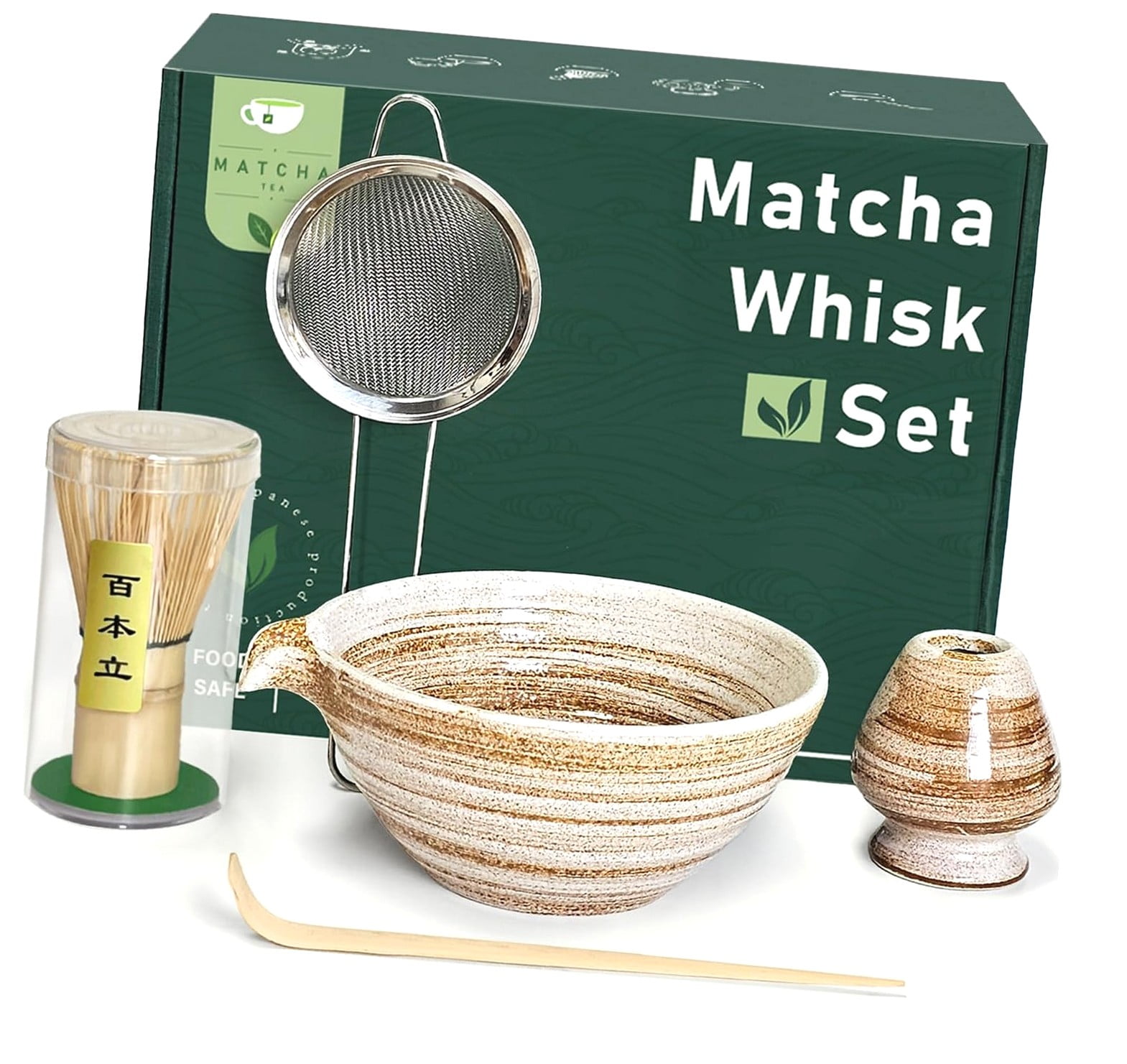 SJJ Matcha Whisk Set with Matcha Bowl, Matcha Whisk Holder, Matcha ...