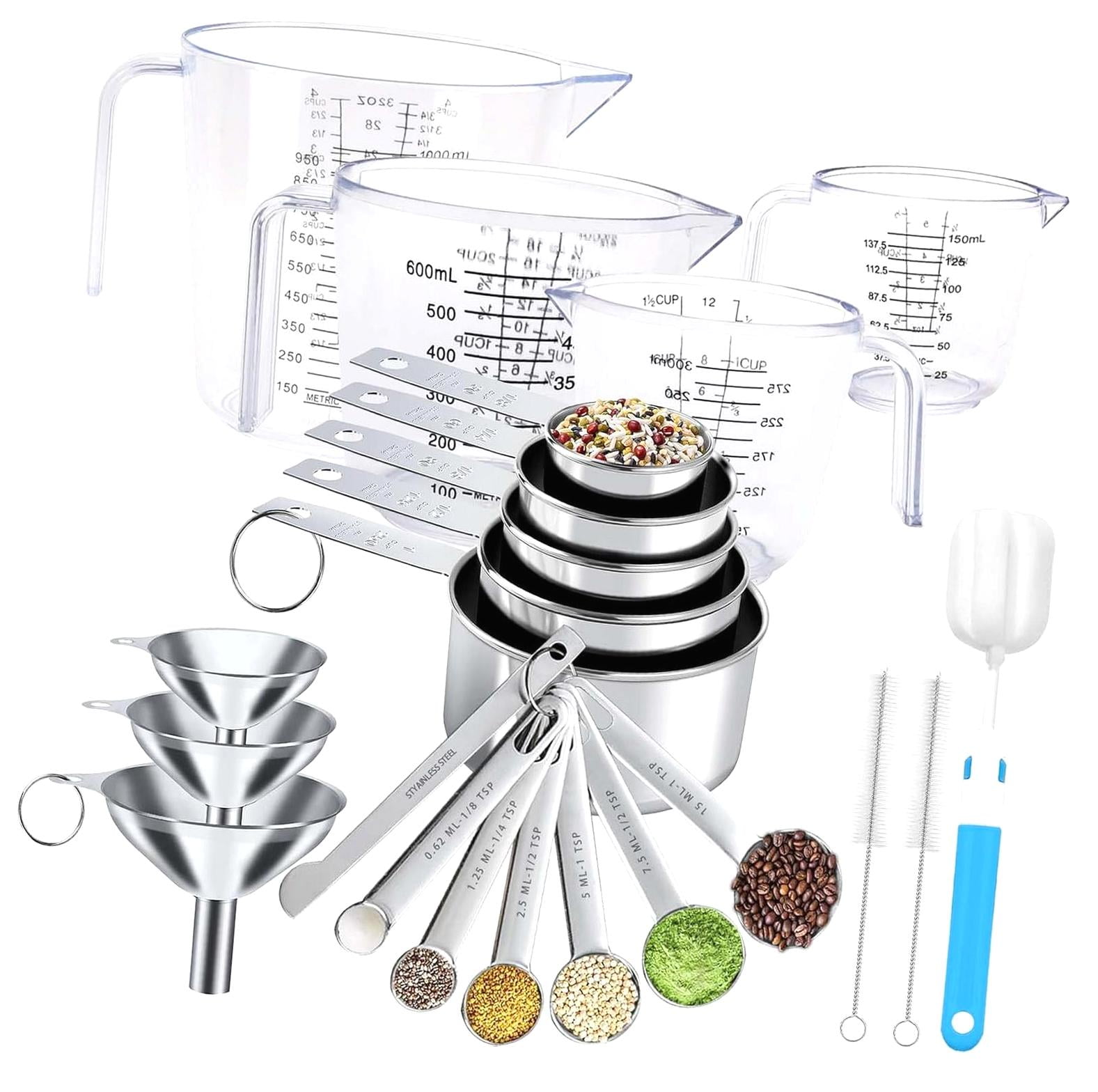 SJJ Measuring Cups and Spoons Collection 22 Pieces, 11 Stainless Steel ...