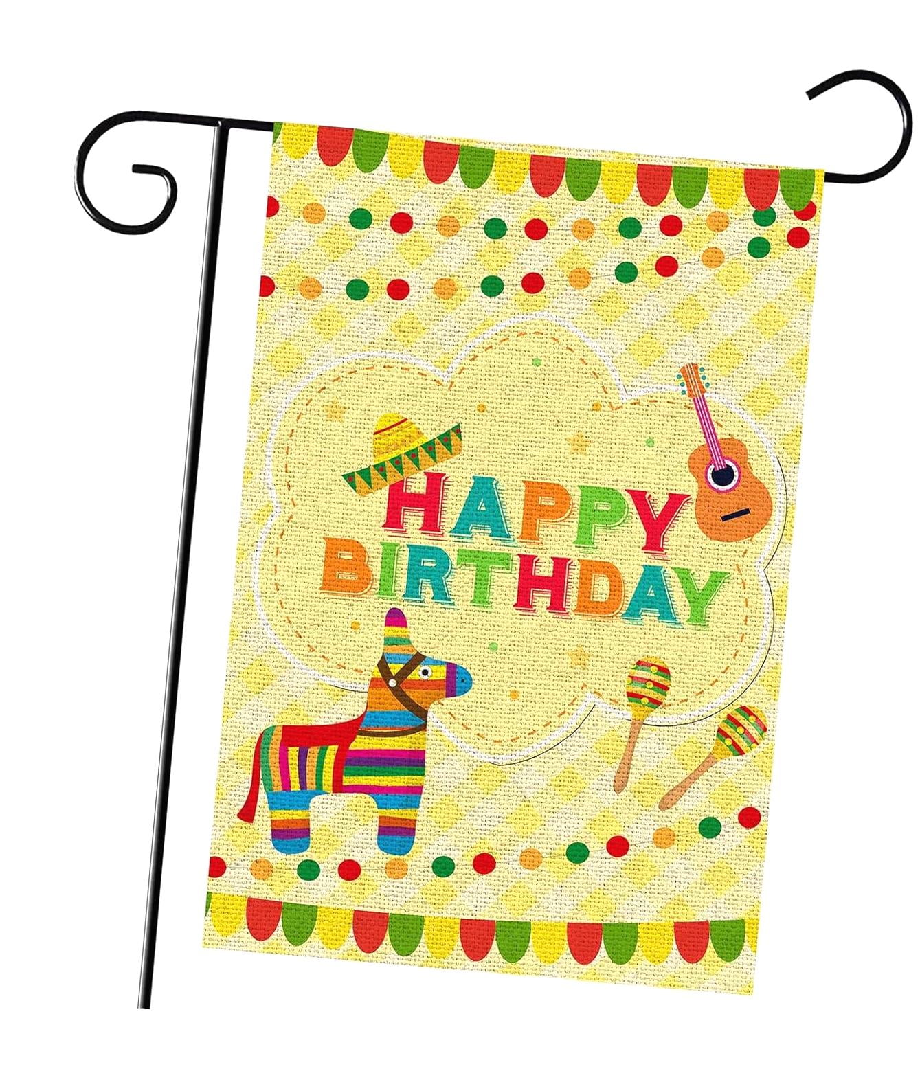 SJJ Mexican Birthday Garden Flag - Feliz Cumpleaños Party Yard Sign ...