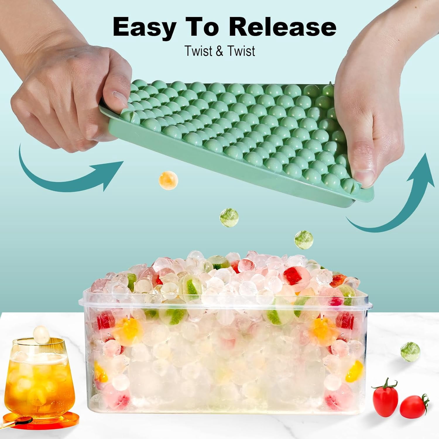 SJJ Mini, Small Round Molds 104x3 PCS Tiny Pebble Balls, Crushed Ice ...
