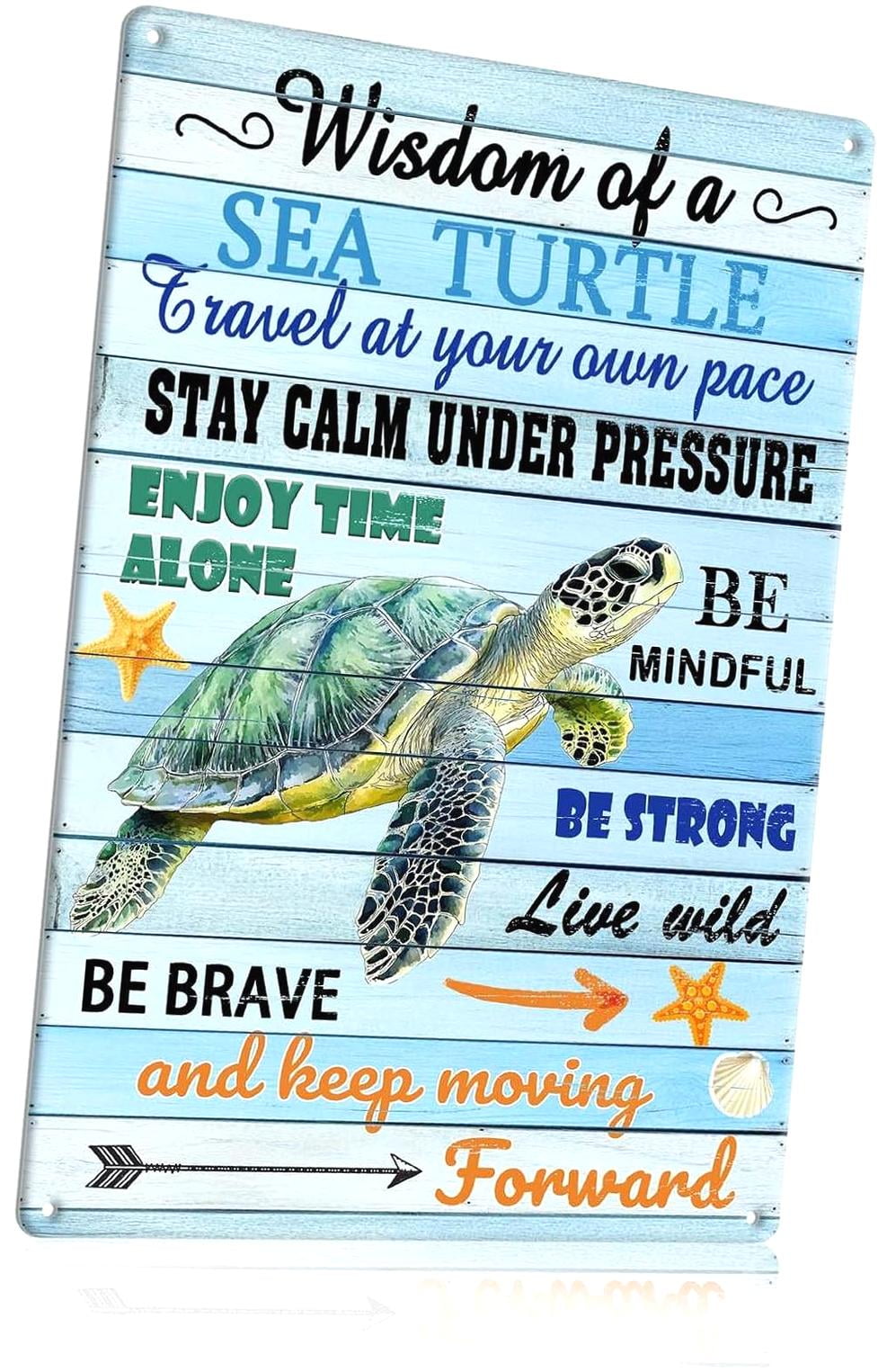 SJJ Ocean Turtle Wall Art Turtle Motivational Wall Decor Coastal ...