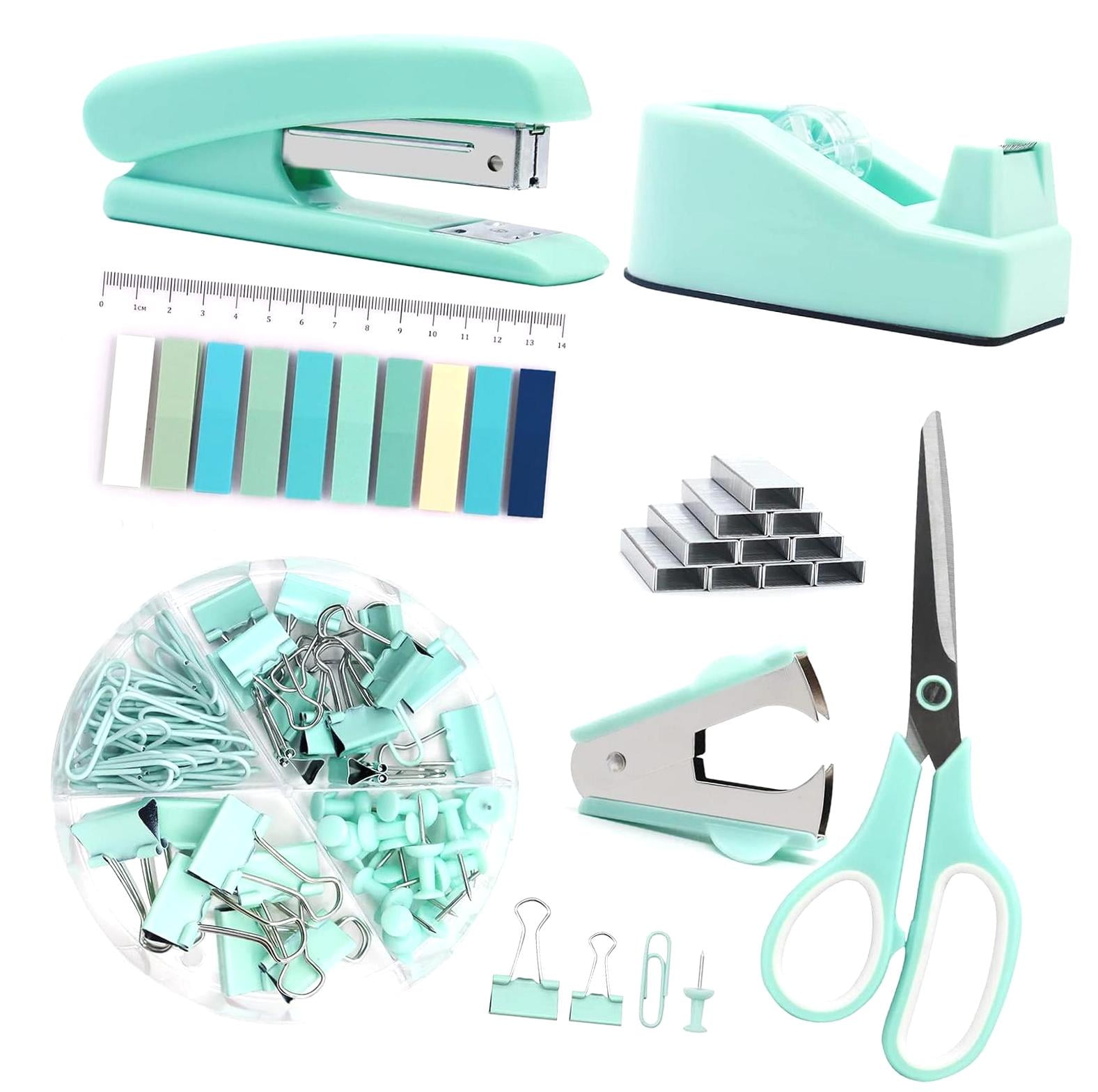 SJJ Office , Teal Desk Organizer, Stapler and Tape Dispenser Set for ...