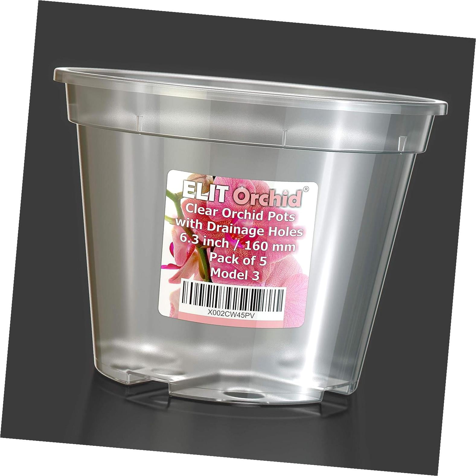 SJJ Orchid Containers with Drainage - Set of 5 Clear Plastic Plant Pots ...