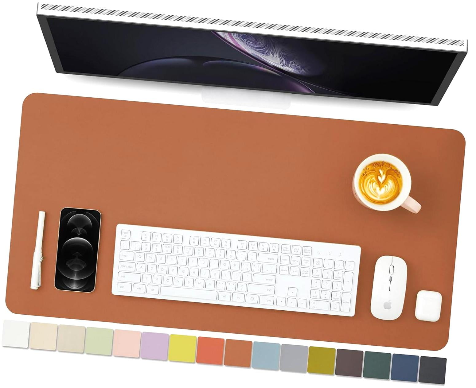 SJJ PU Leather Office Desk Mat - Work Surface Cover for Desks, Perfect ...