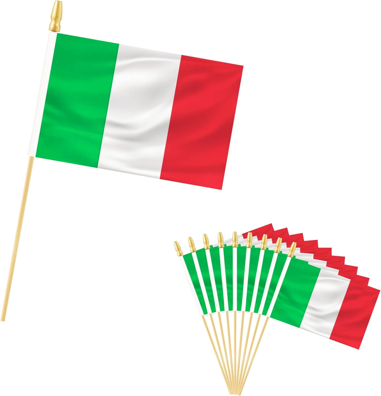 SJJ Pack Italy Small Flags, Hand Held Italian Stick Flags with 12.6 ...