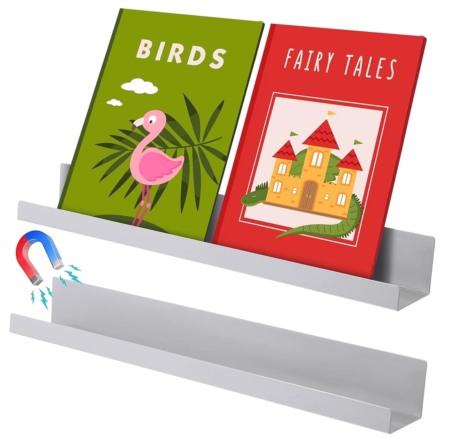 SJJ Pair of Magnetic Whiteboard Shelves, Floating Metal Book Display ...