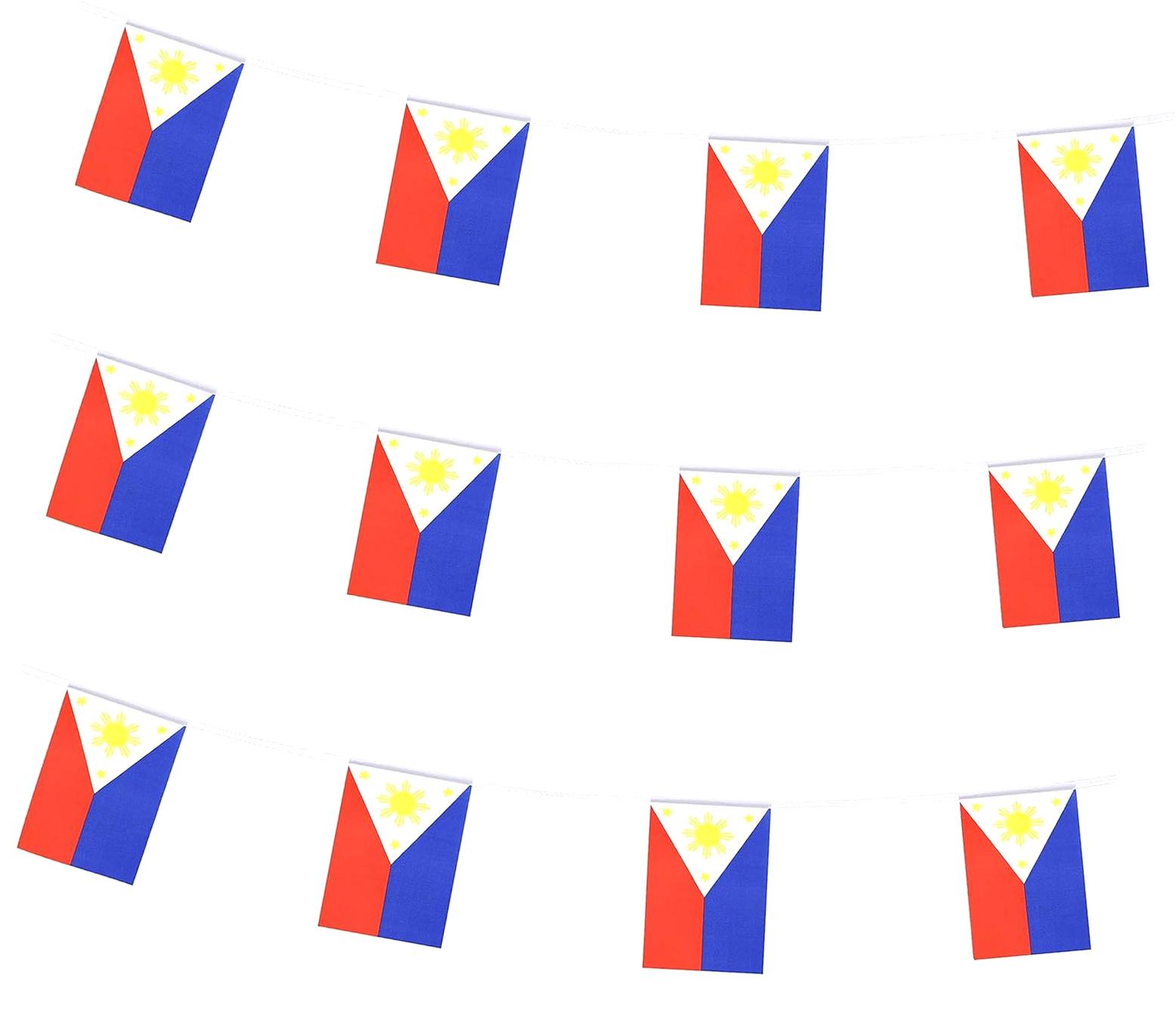 SJJ Philippines Flag Banner Strand, Compact Mini Filipino Pennant Flags ...